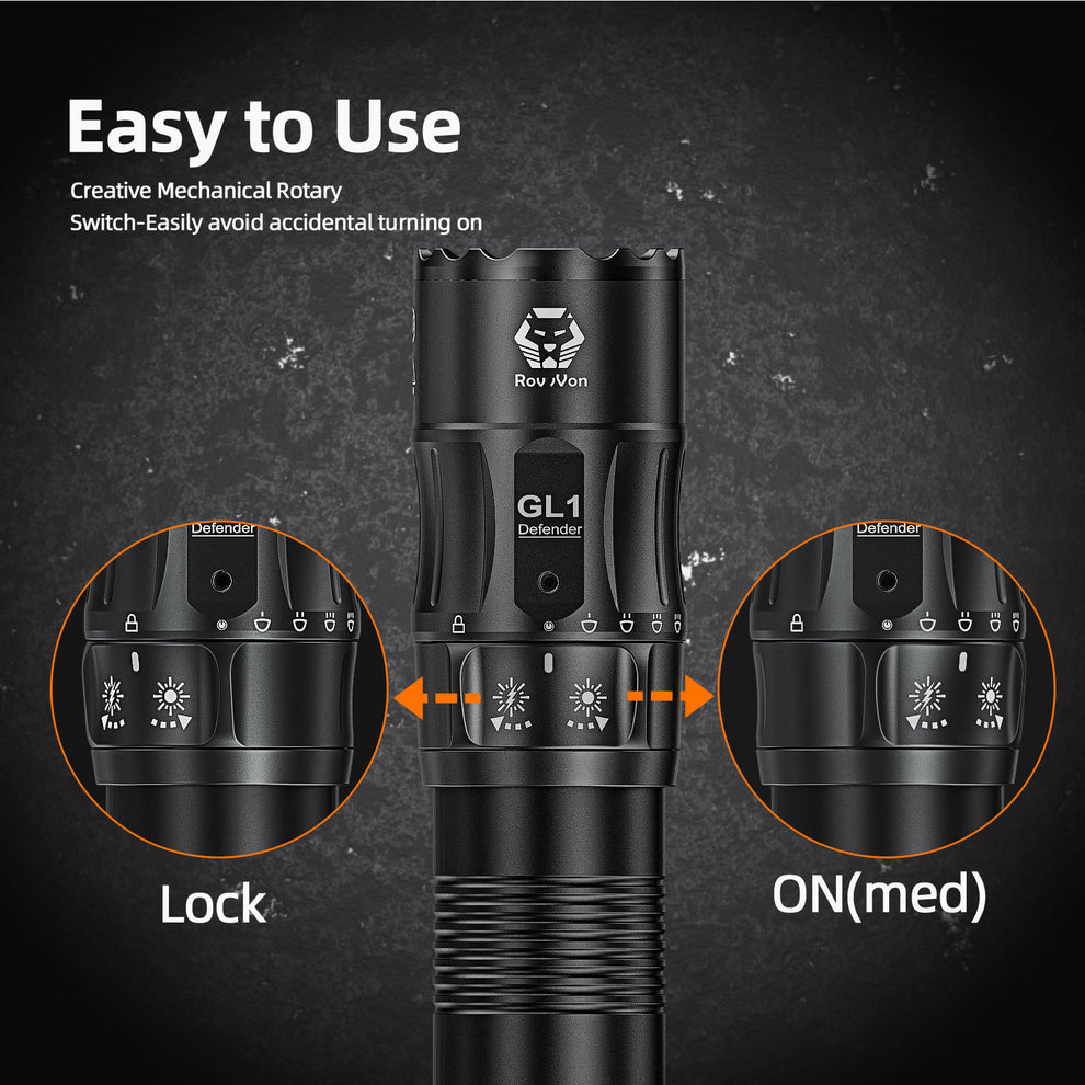 RovyVon GL1 3200 Lumens Rotary Tactical Flashlight